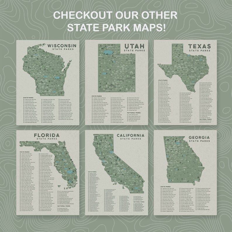 South Carolina State Park Map Checklist | Etsy