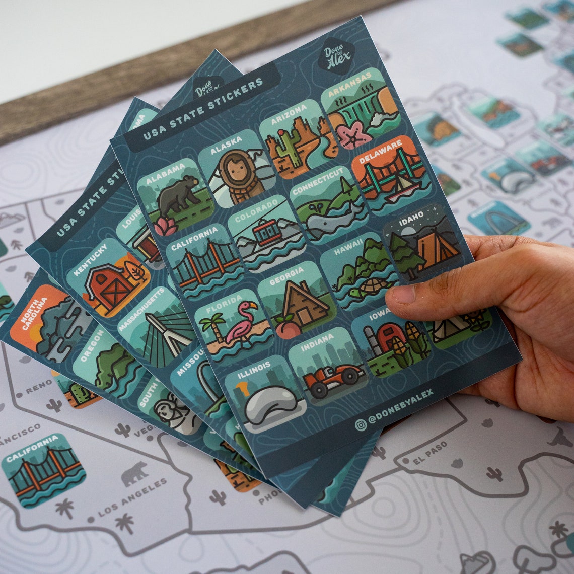 USA Travel Map 50 States Sticker Map - Etsy