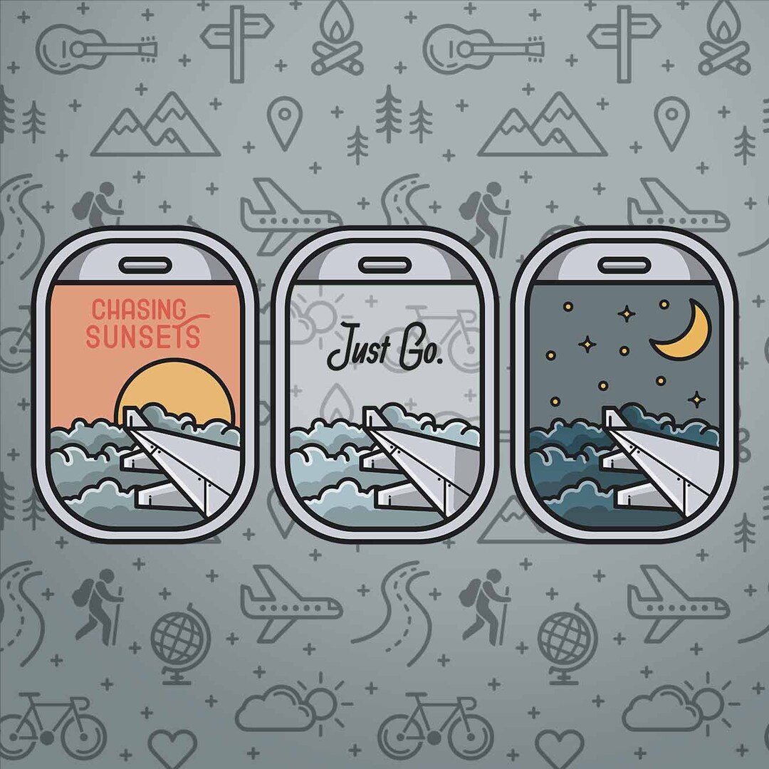 Plane Window Sticker Set Travel Sticker Pack - Etsy