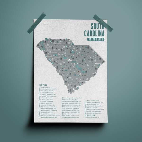 South Carolina State Park Map - Etsy