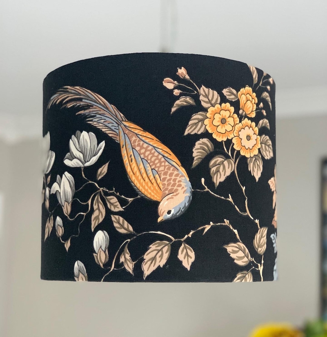 Floral Bird Lampshade, Oriental Style, Handmade - Etsy