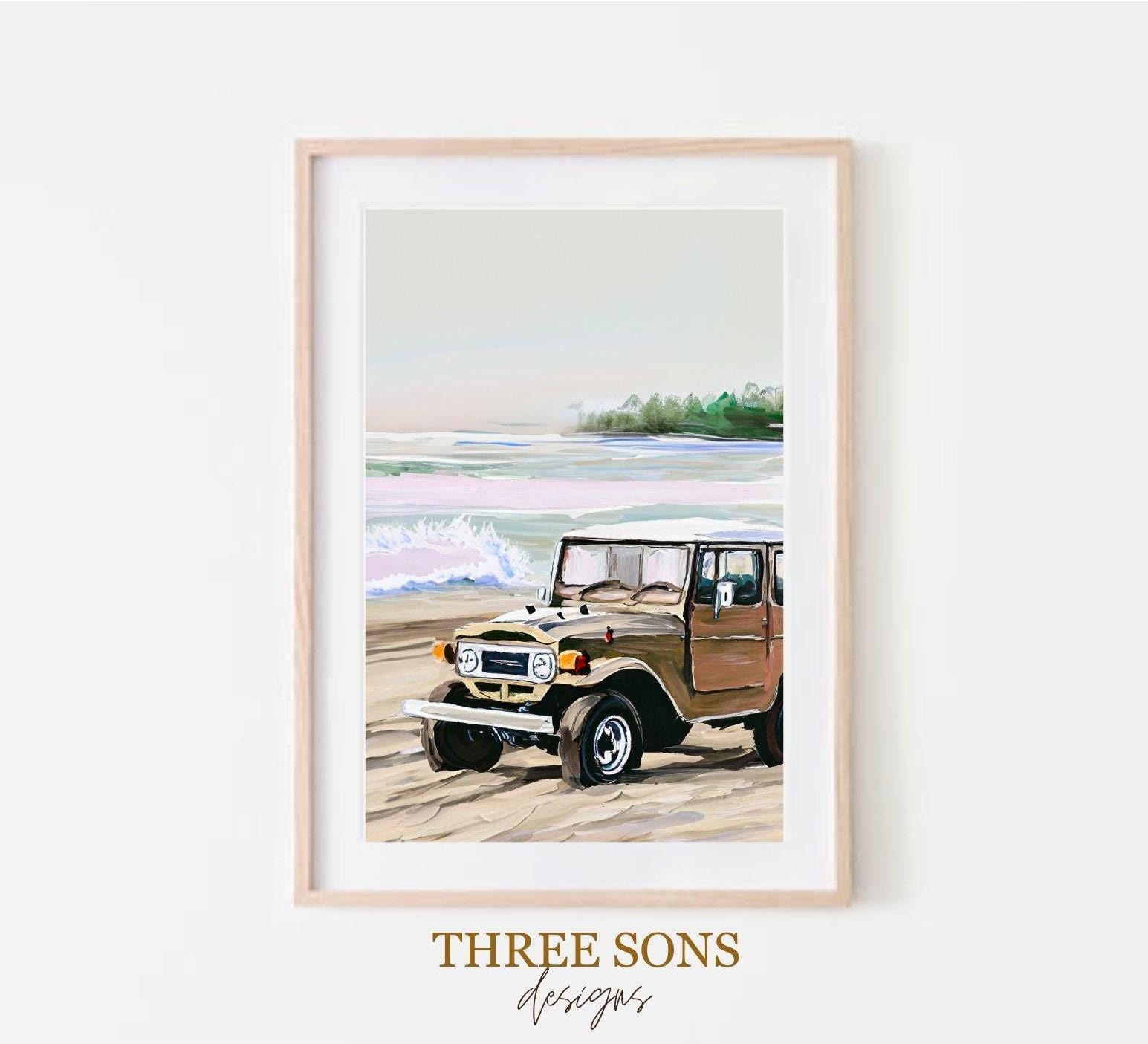 Vintage Land Cruiser Beach Print | Coastal Car Art (digital Download ...