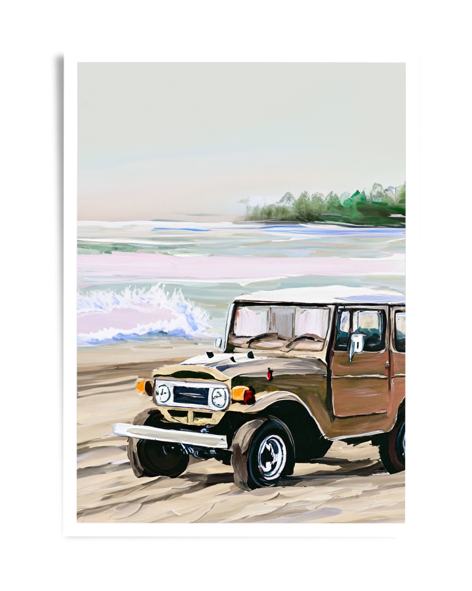 Vintage Land Cruiser Beach Print | Coastal Car Art (digital Download ...