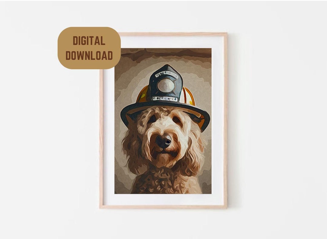 Instant Download for Kids' Room Firefighter Labradoodle Digital Wall ...