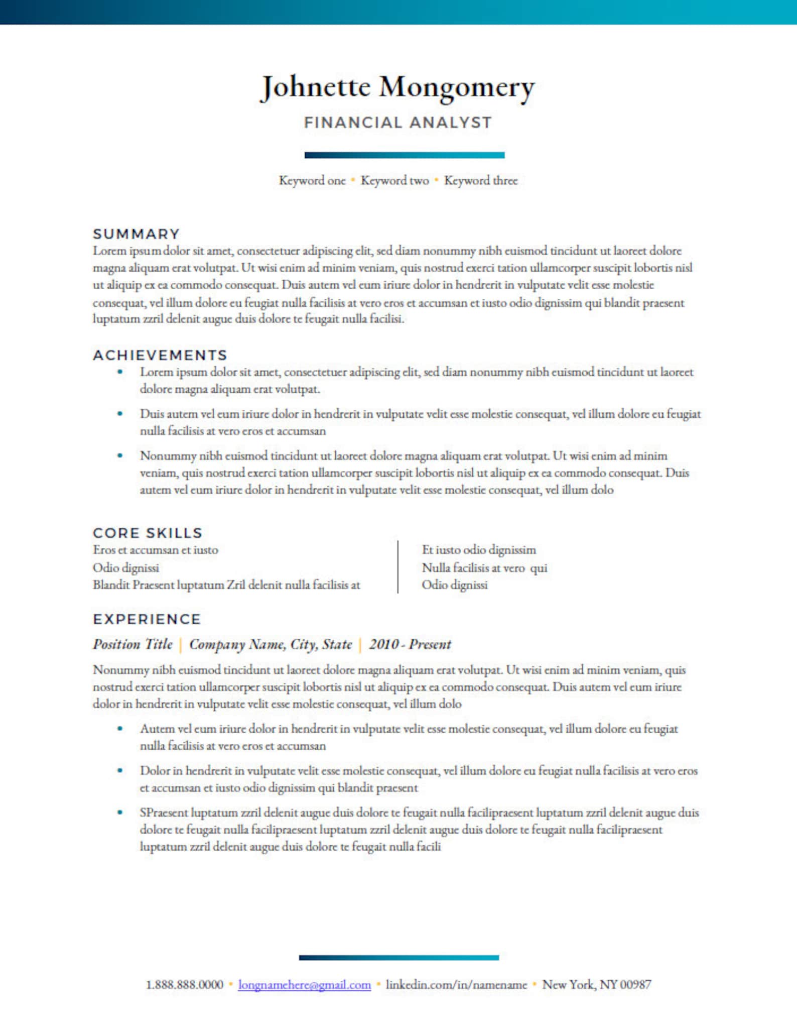Traditional Resume Template - Etsy