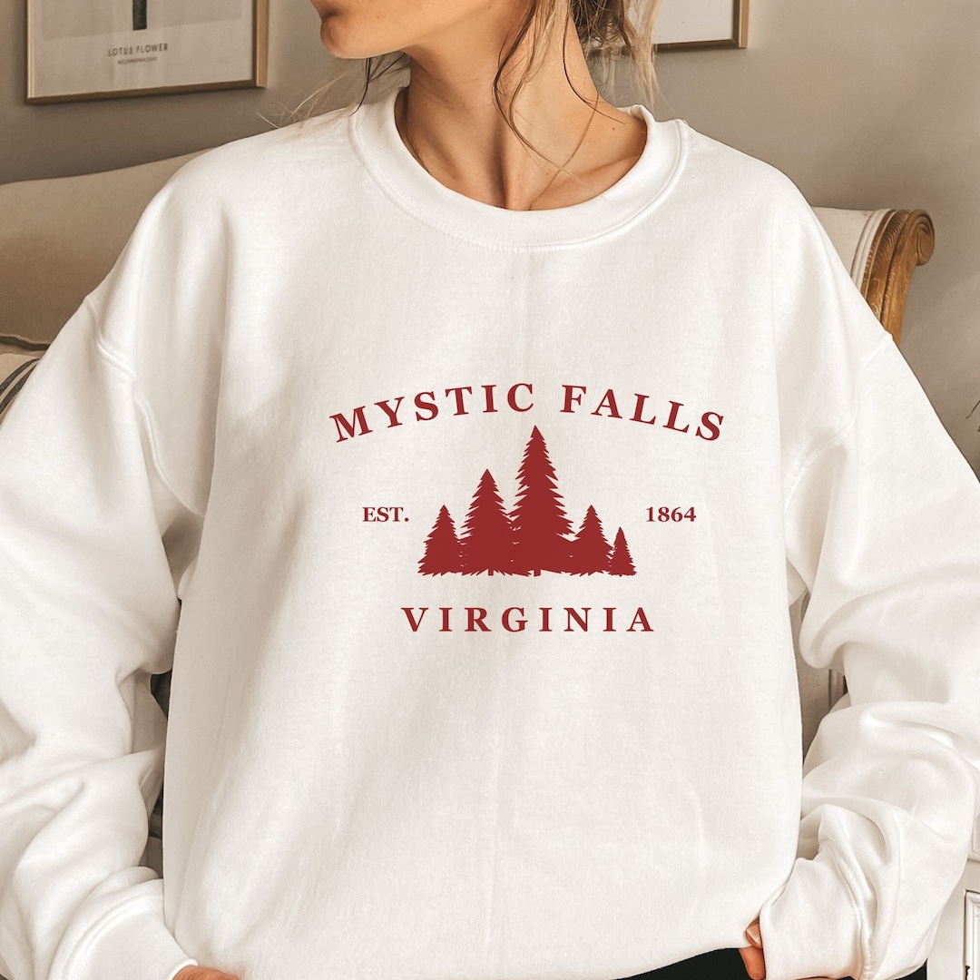 MYSTIC FALLS Crew Neck, Tvd Merch, TVD Sweatshirt, Damon Salvatore ...