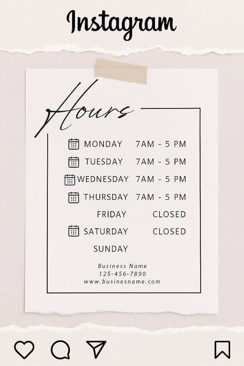 Editable Store Hours Sign | Business Hours Template (digital File) - Etsy