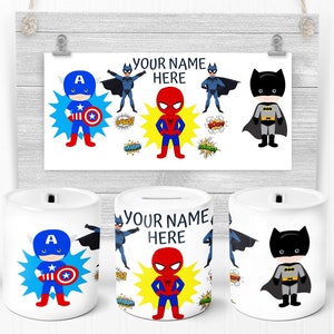 Superhero Personalized Money Box With Name Custom Superhero - Etsy