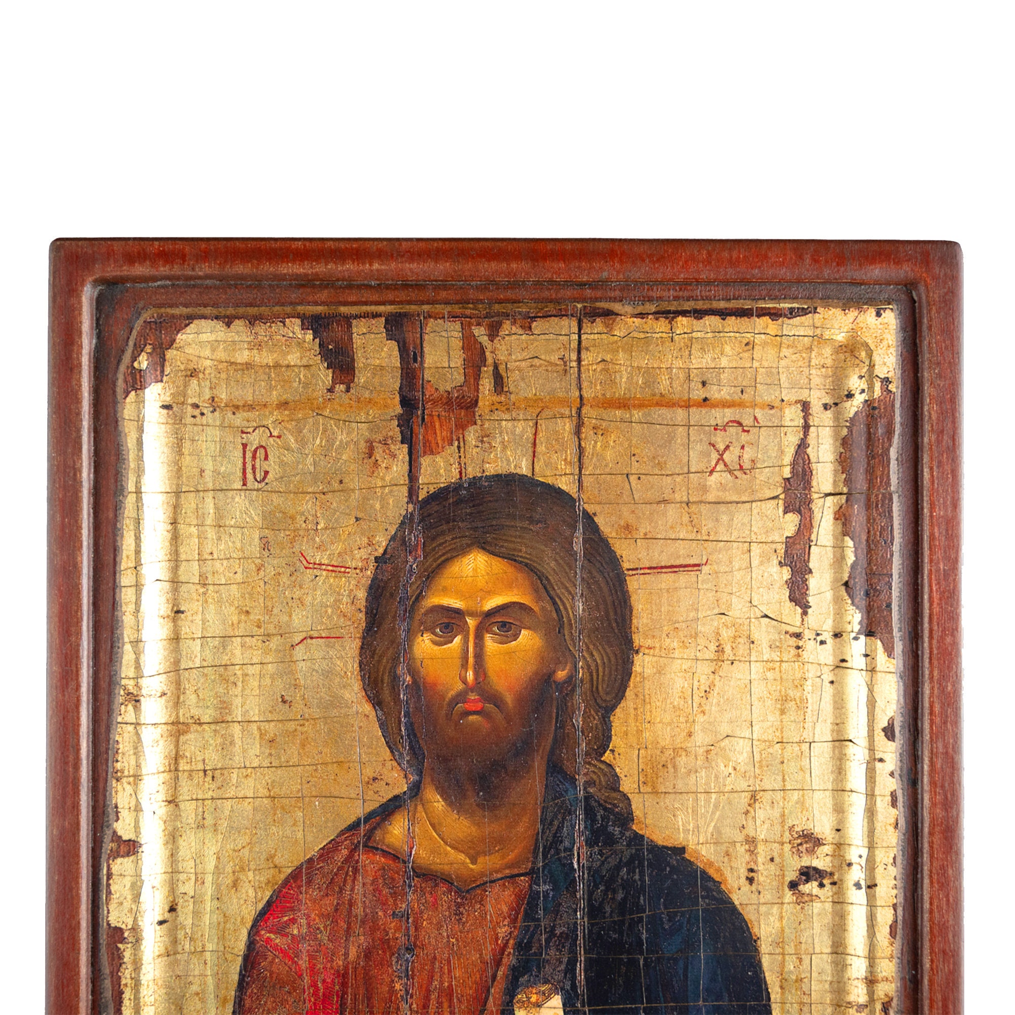 Jesus Christ Embossed Wooden Aged Icon on Canvas With Golden Background ...