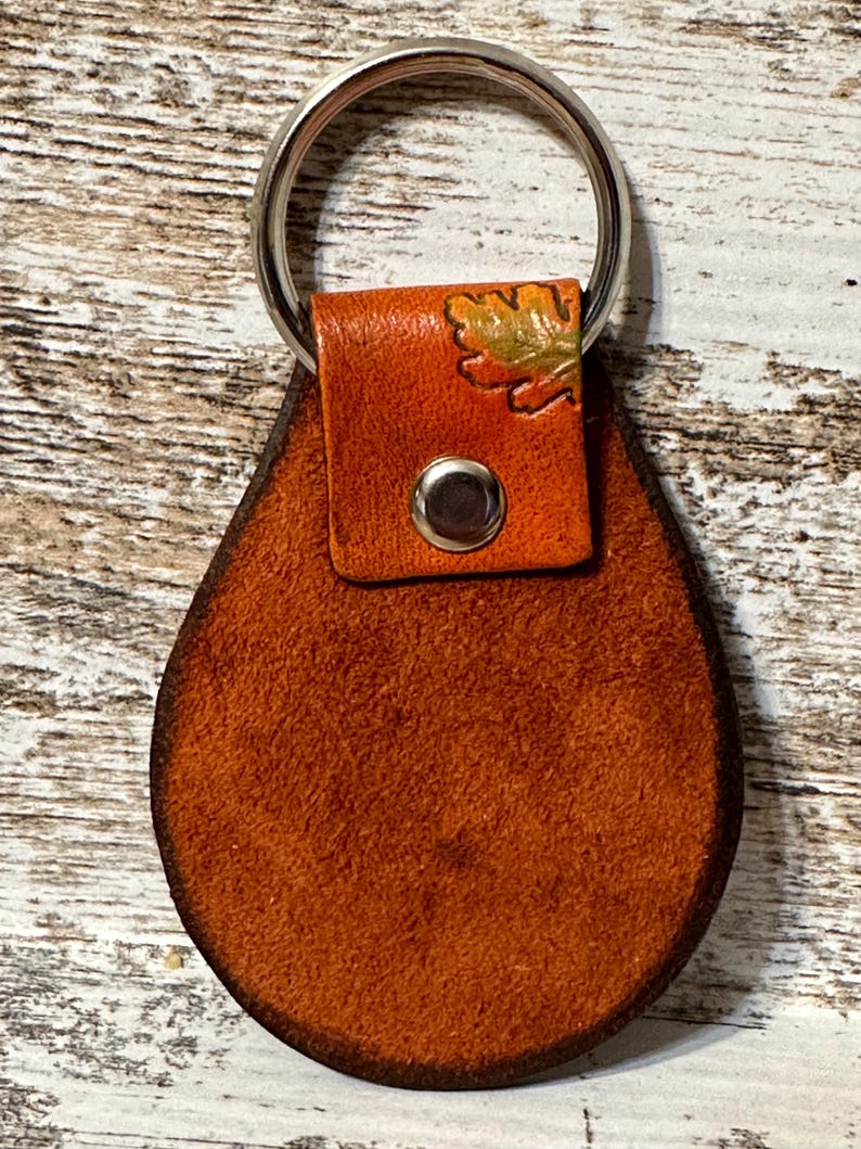 Tooled Leather Fall Leaf Keychain: Hand-dyed Autumn Accessory - Etsy
