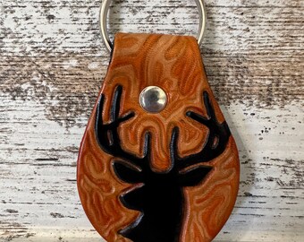Whitetail Deer Buck Head Custom Leather Keychain - Etsy