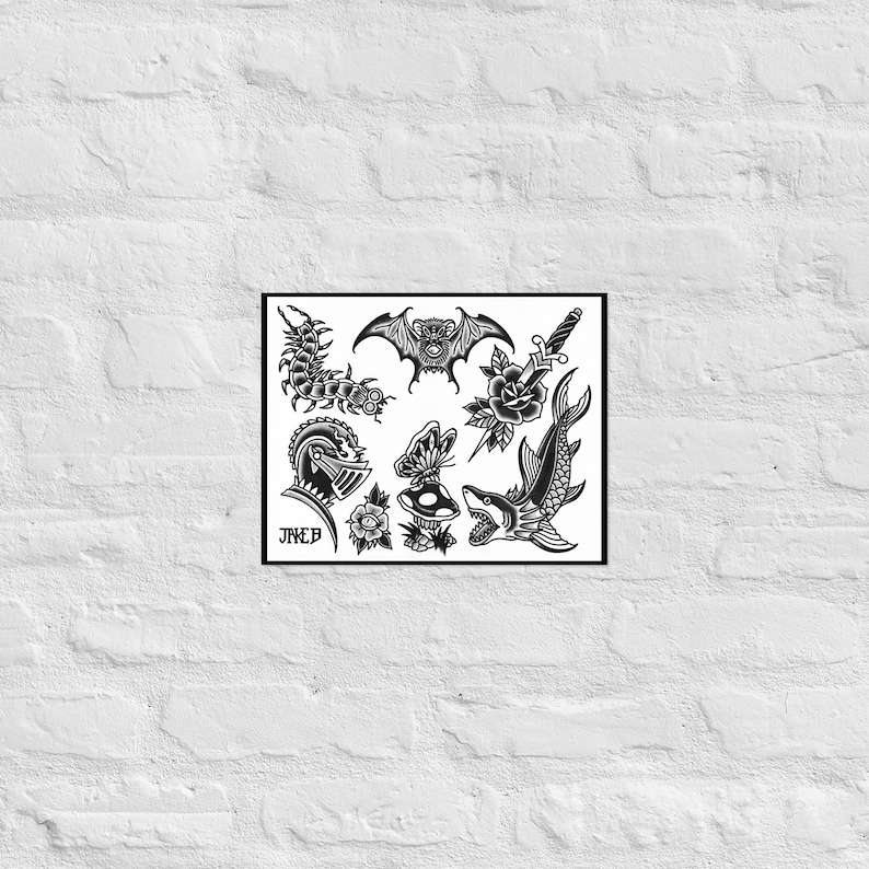 Black & Grey Dark Fantasy - Tattoo Flash Sheet - Etsy