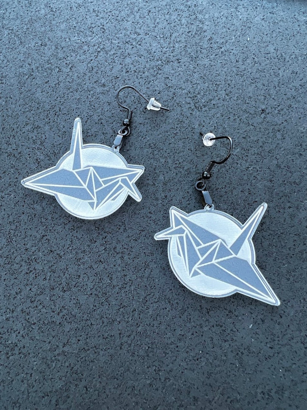 Origami Paper Crane Acrylic Laser Engraved Earrings - Etsy