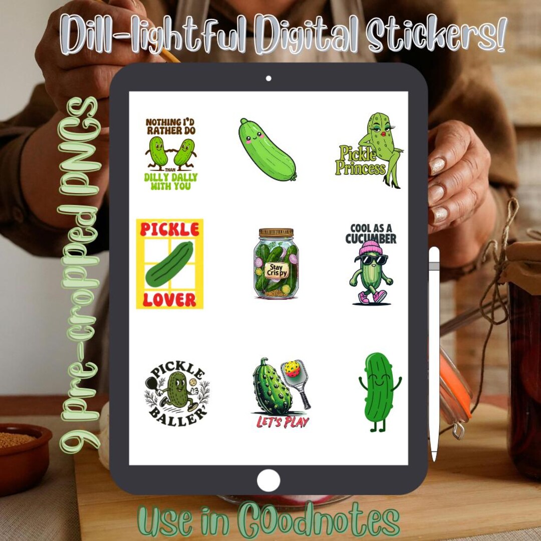 Goofy Pickle Sticker Pack | 9 Digital PNG Stickers for Goodnotes and ...