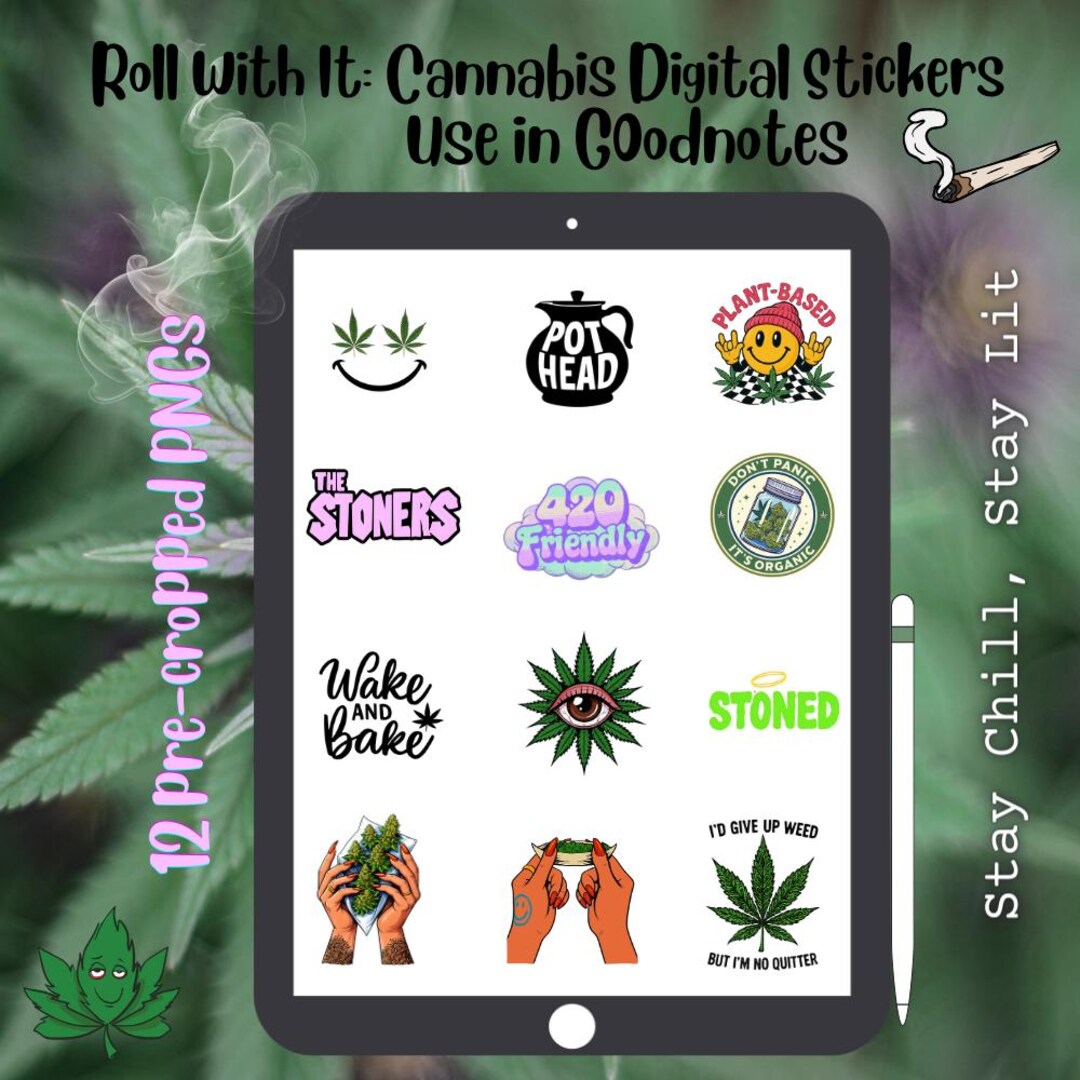 Stoner Vibes PNG Stickers, Cannabis Digital Downloads, Goodnotes - Etsy