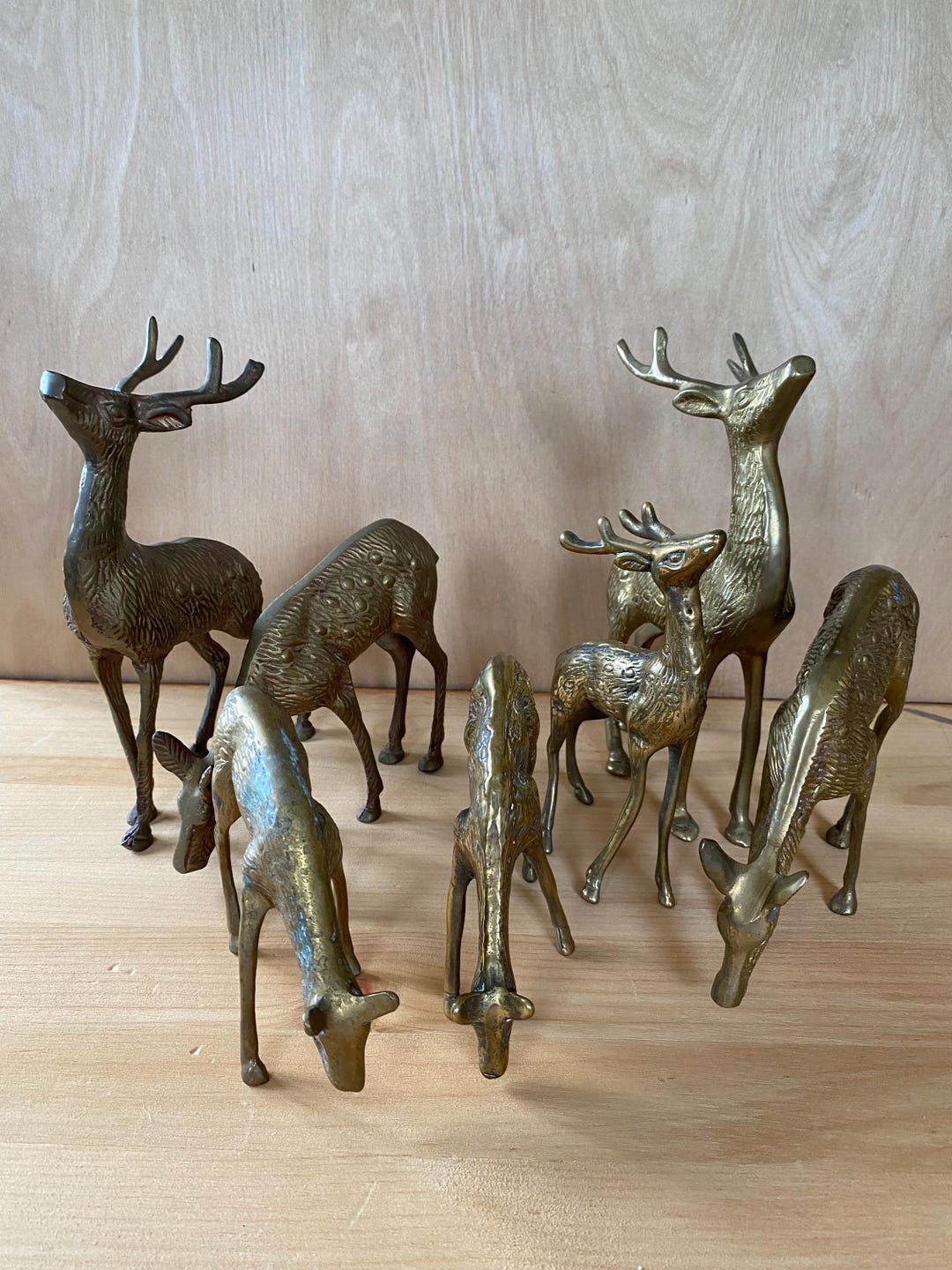 Brass Deer Sculptures, Vintage Buck and Doe Brass Figurines Lot - Etsy