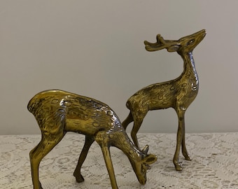 Vintage Brass Deer Figurines, Large Brass Deer, Mid Century Decor ...
