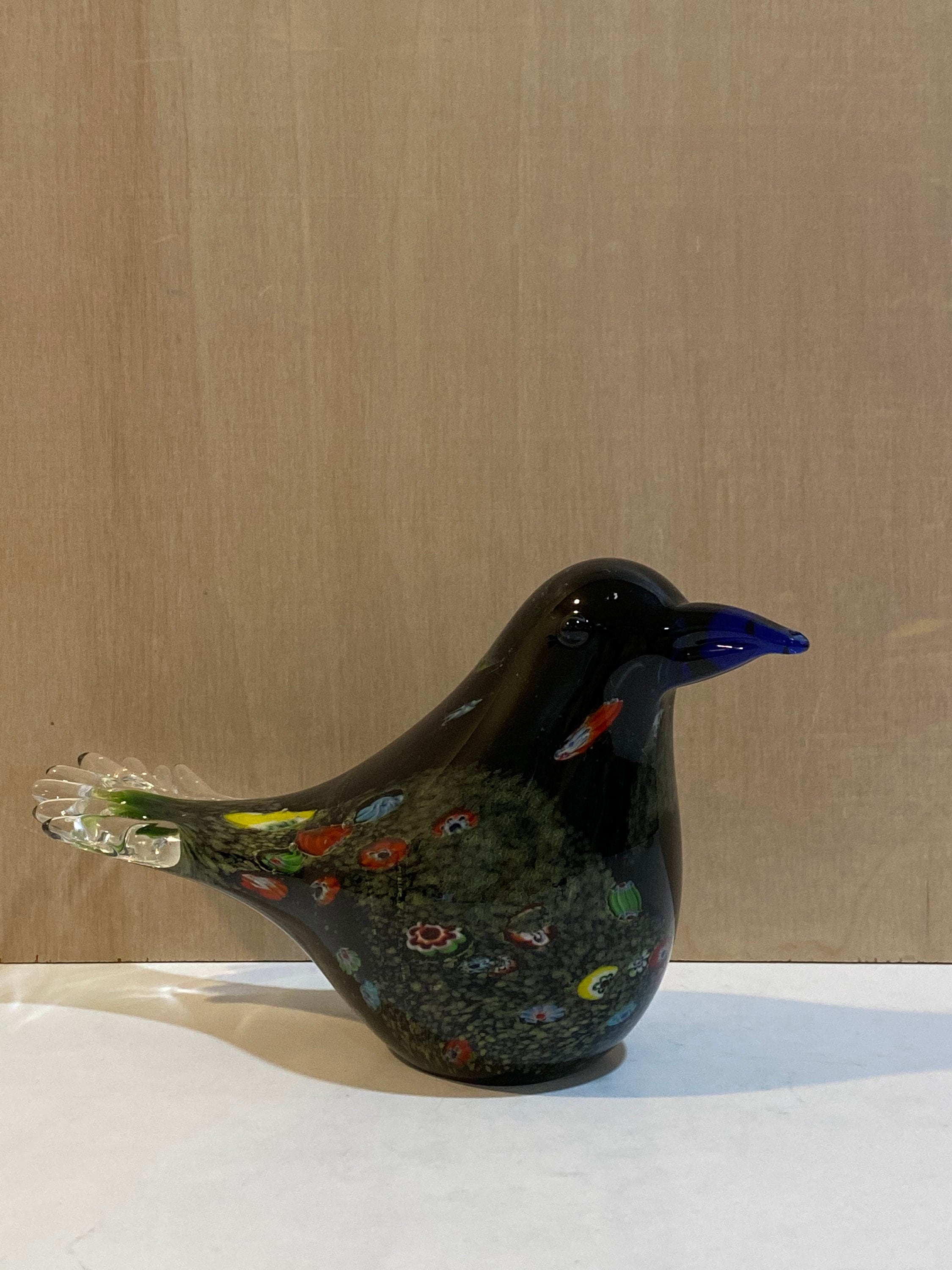 Art Glass Bird Figurine, Hand Blown Dove, Dove Figurine, Millefiori ...