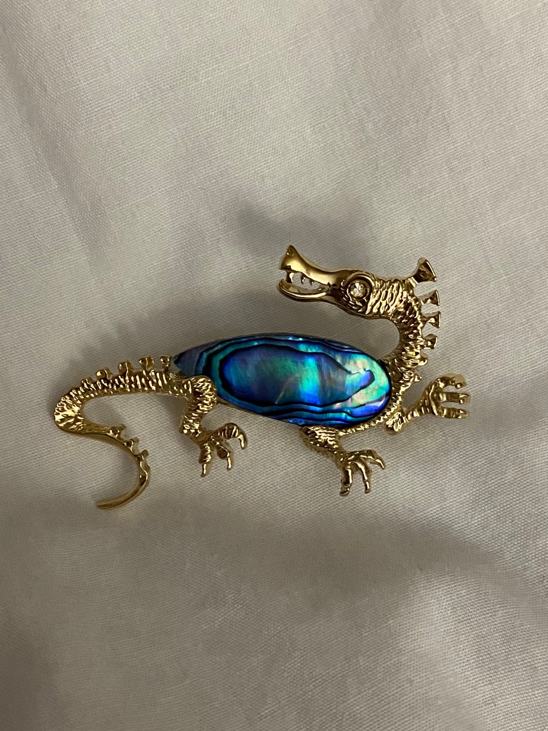 Ariki Paua Shell Dragon Brooch - Etsy UK