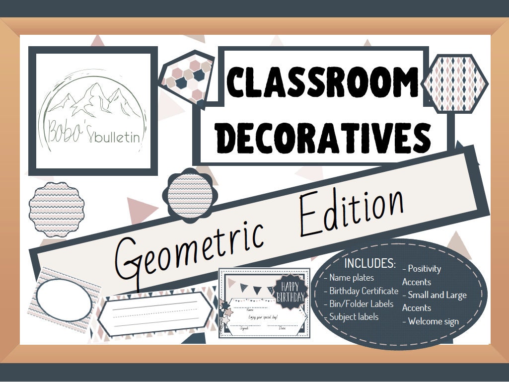 Back to School Classroom Decor Printable Bulletin Board Geometric Decor ...