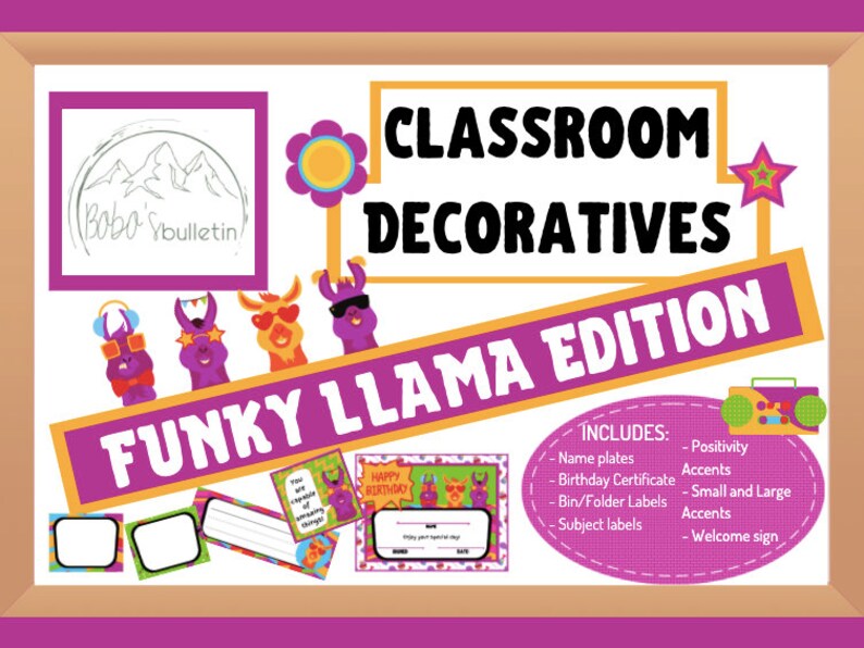 Back to School Classroom Decor Printable | Bulletin Board Llama Decor ...
