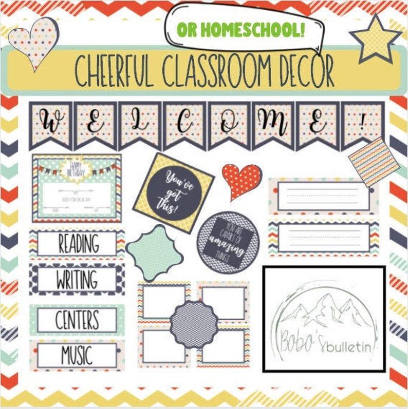 Back to School Classroom Decor Printable | Bulletin Board Cheerful ...