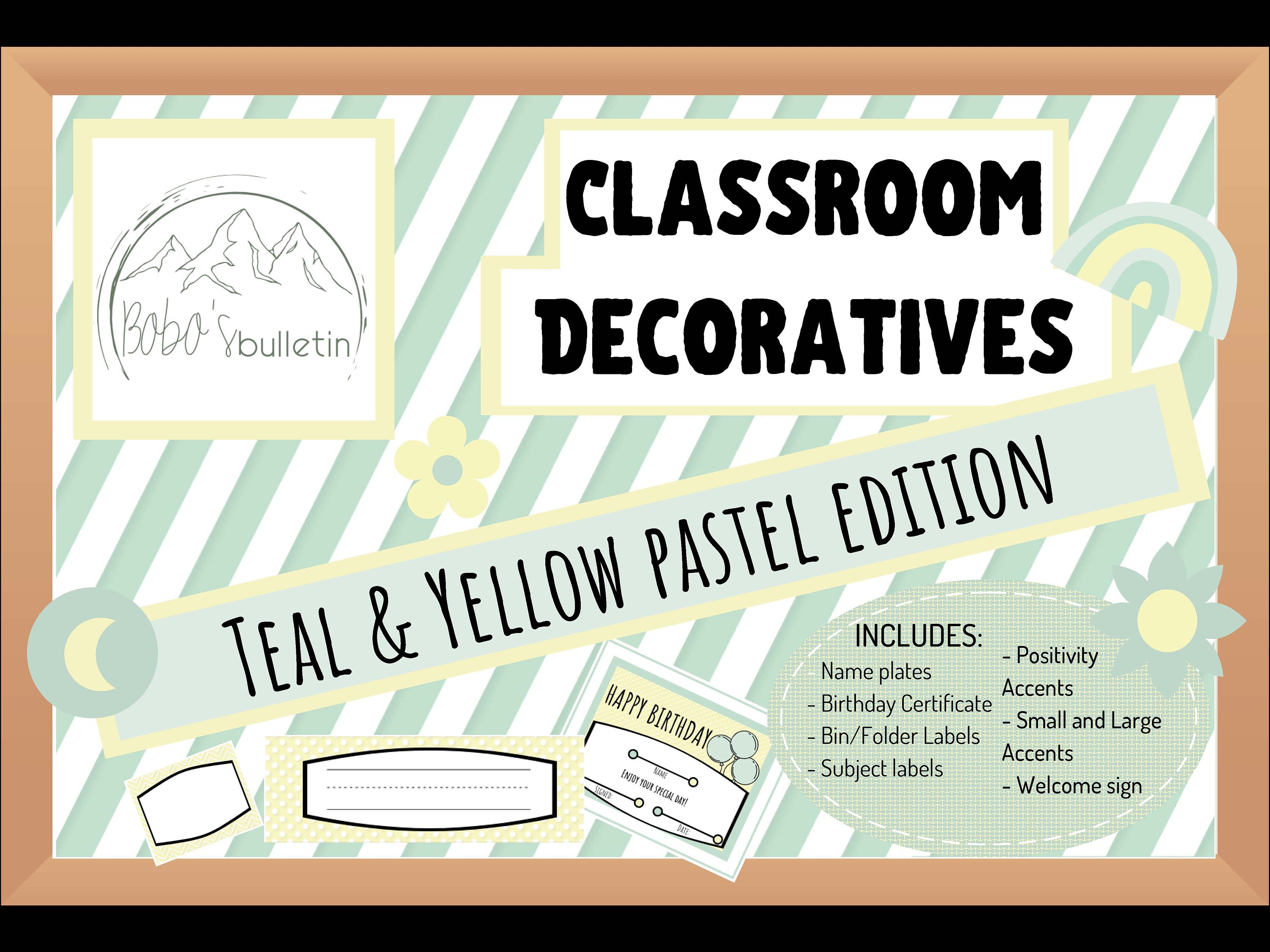 Back to School Classroom Decor Printable | Bulletin Board Teal and ...