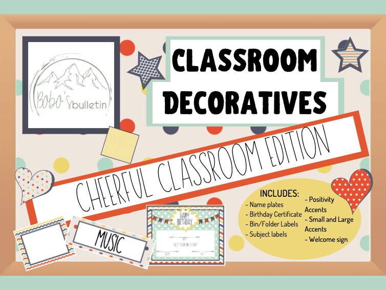 Back to School Classroom Decor Printable | Bulletin Board Cheerful ...