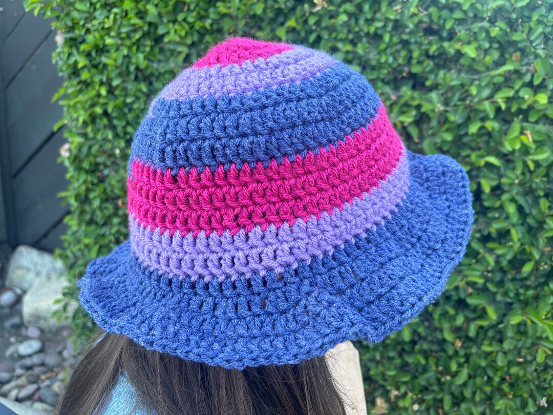 Bisexual Pride Flag Crochet Bucket Hat Handmade - Etsy