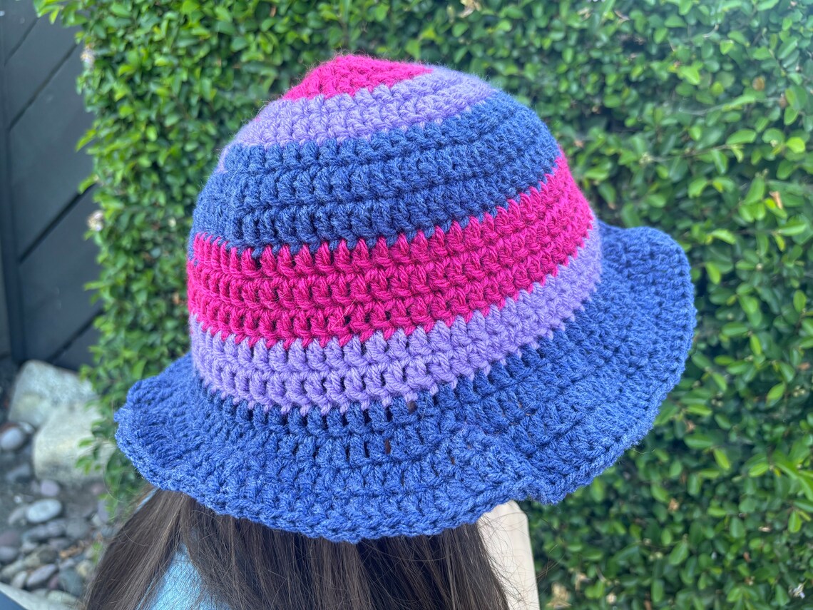 Bisexual Pride Flag Crochet Bucket Hat Handmade - Etsy