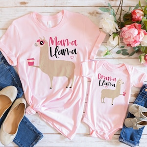 Mama Llama Drama Llama Pink Mommy and Me Matching Shirts - Etsy