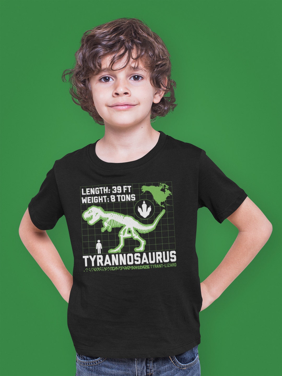 Tyrannosaurus Rex Dinosaur Facts Toddler & Kids Youth T-shirt, Dino Tee ...