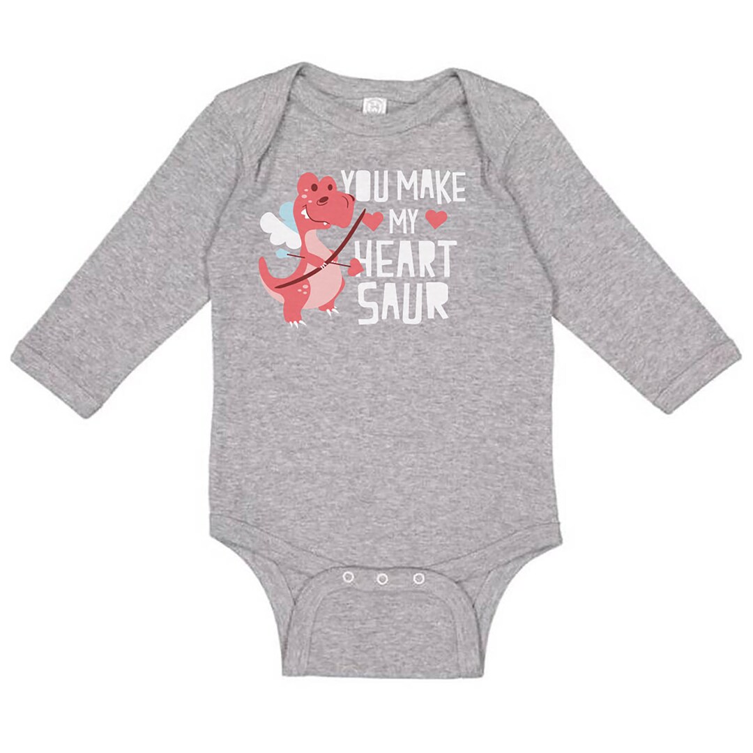 You Make My Heart Saur Long Sleeve Baby Bodysuit, Infant Bodysuit ...