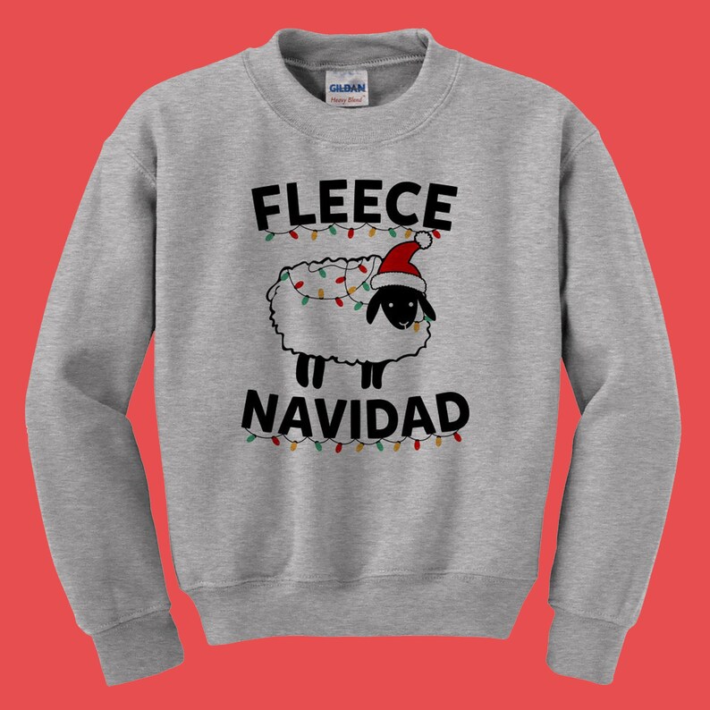 Fleece Navidad Christmas Youth Crewneck Sweatshirt, Funny Cute Sheep ...