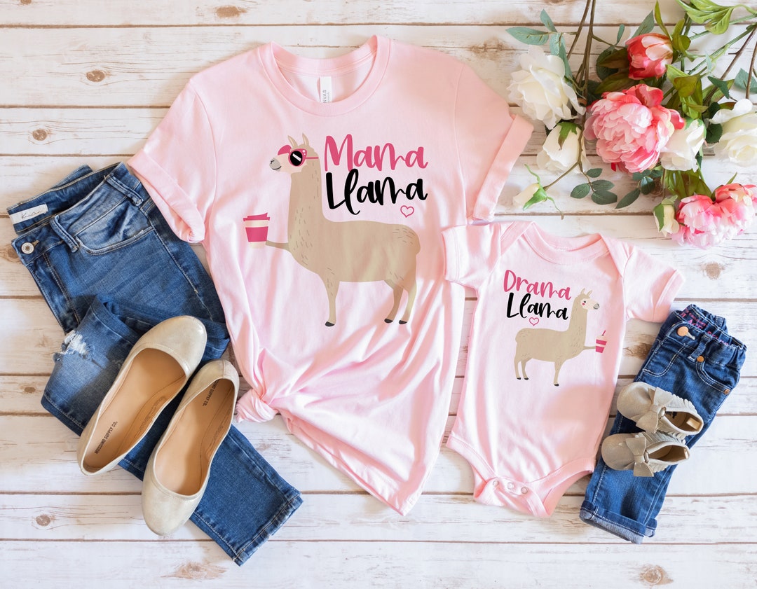 Mama Llama Drama Llama Pink Mommy and Me Matching Shirts - Etsy