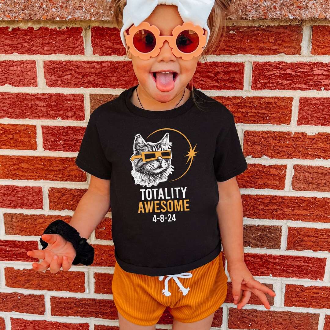 Totality Awesome Cat Eclipse Toddler & Kids Youth T-shirt, Cute Kids ...