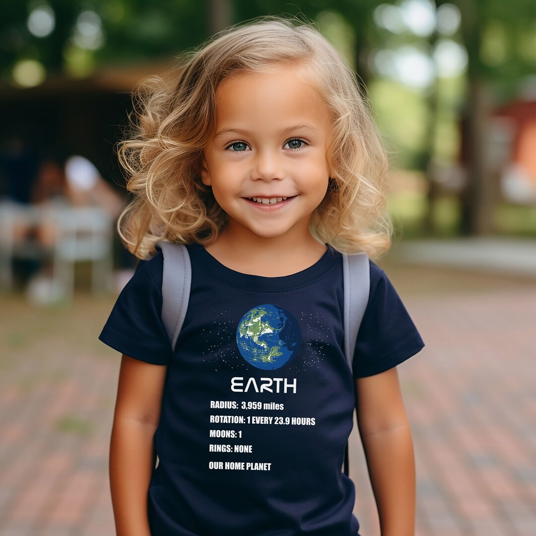 Earth Planet Info Toddler & Kids Youth T-shirt, Earth Shirt, Solar ...