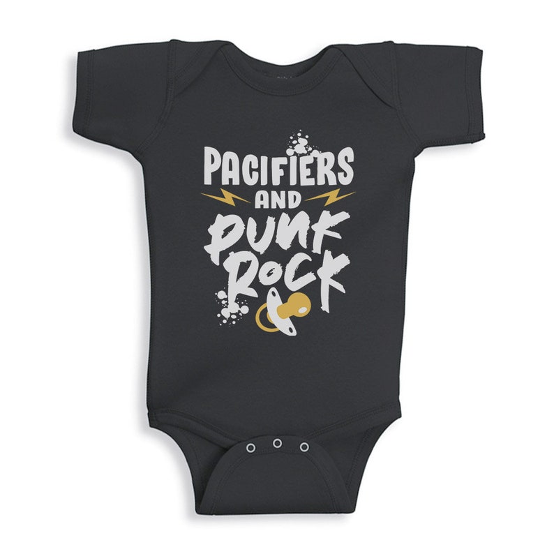 Pacifiers and Punk Rock Baby Bodysuit, Punk Rock Infant Bodysuit, Punk ...
