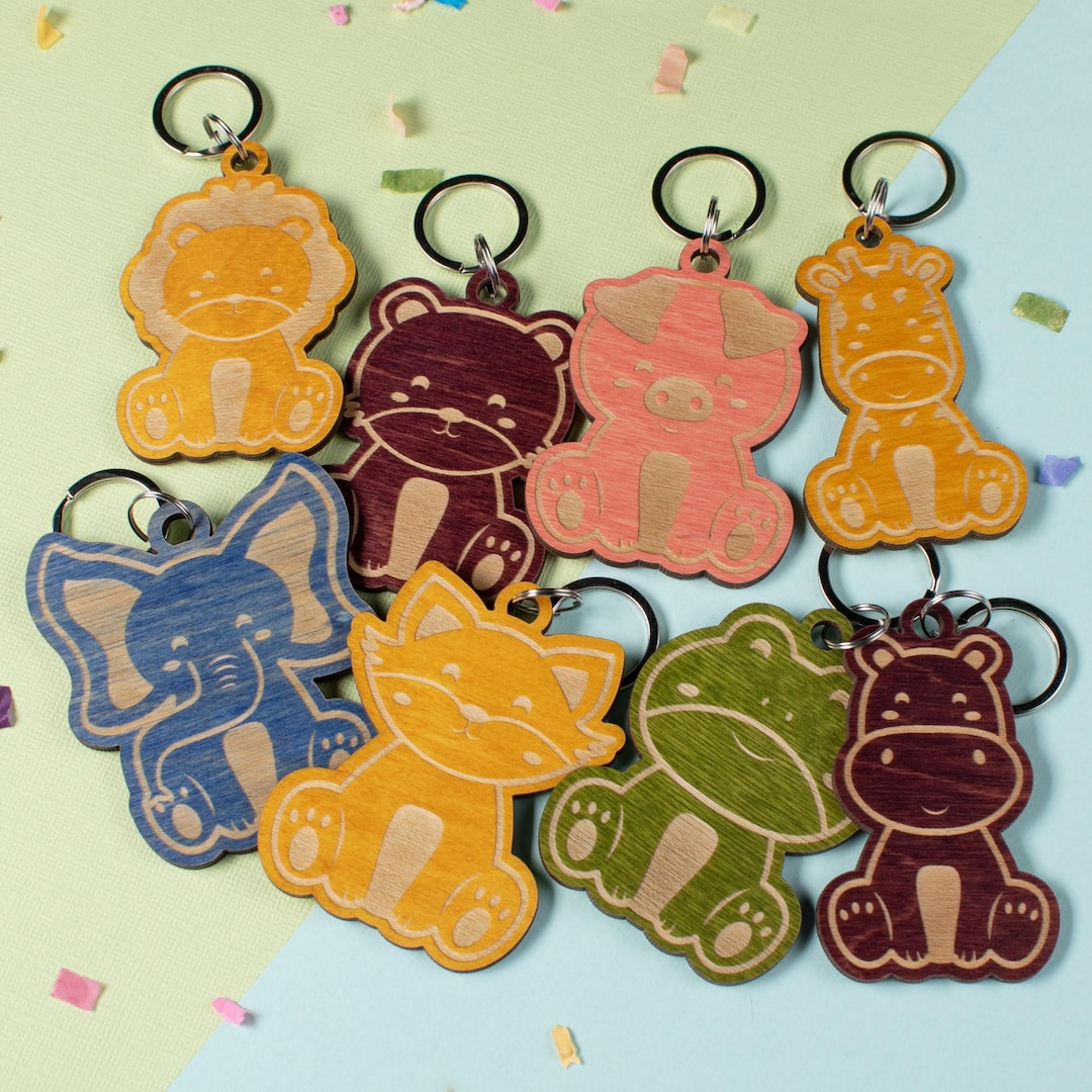 Engraved Kids Wooden Keychain, Cute Animal Keychain for Kids, Keychain ...