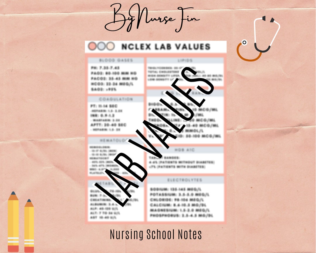 NCLEX LAB VALUES - Etsy