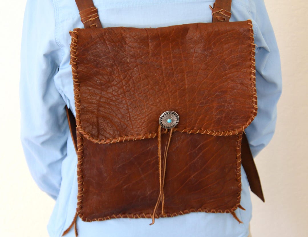 Small Handmade Buffalo Hide Knapsack - Etsy