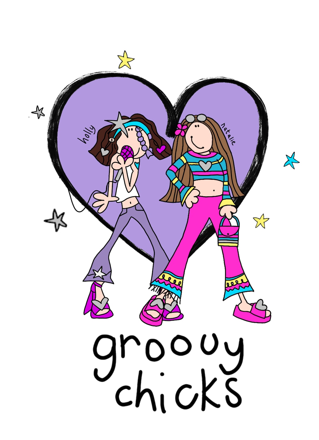 Custom Personalised Groovy Chick Print 2/3 People - Etsy UK
