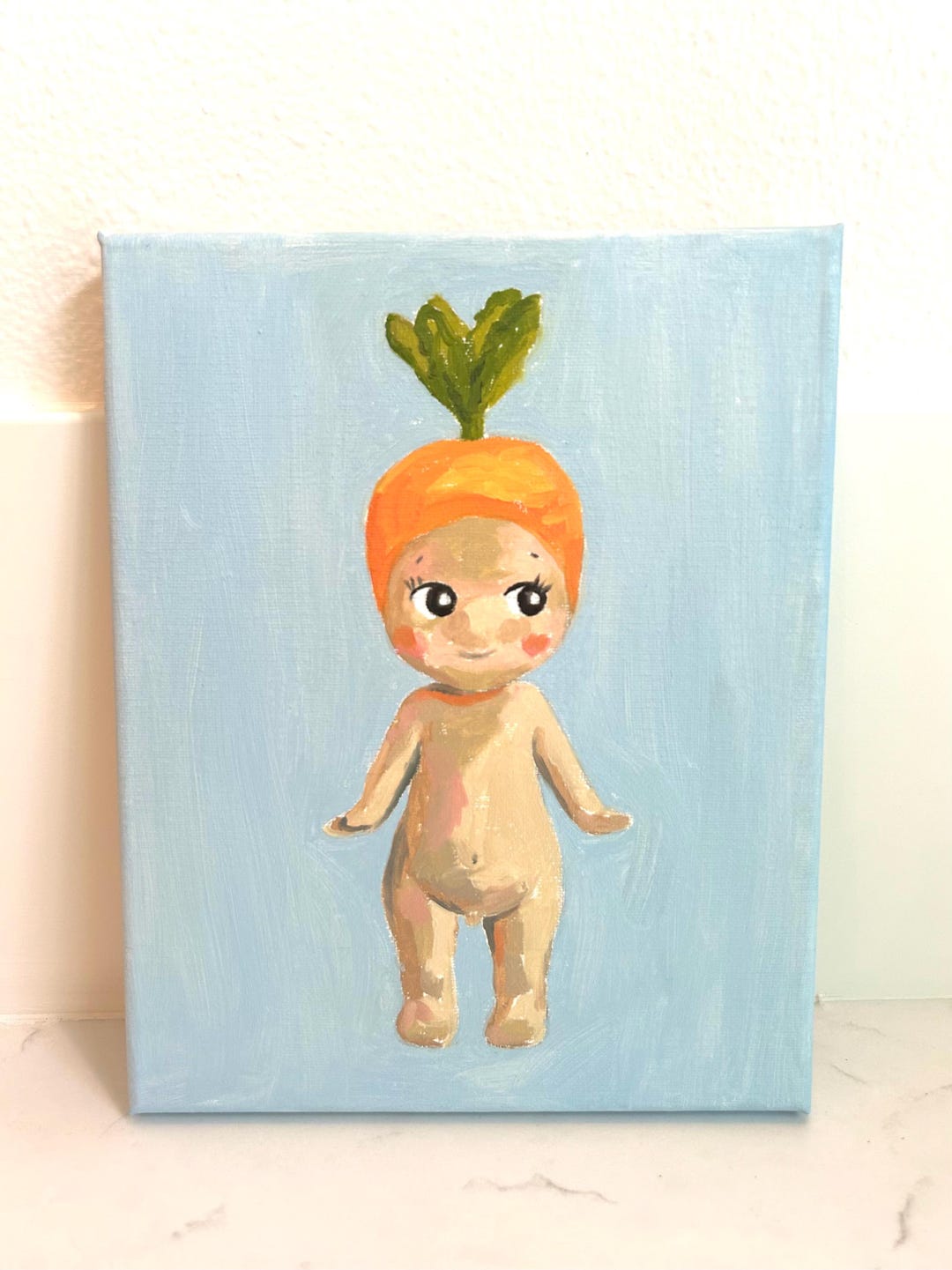Sonny Angel Original Oil Painting Cute Carrot Figurine Collectable Art ...