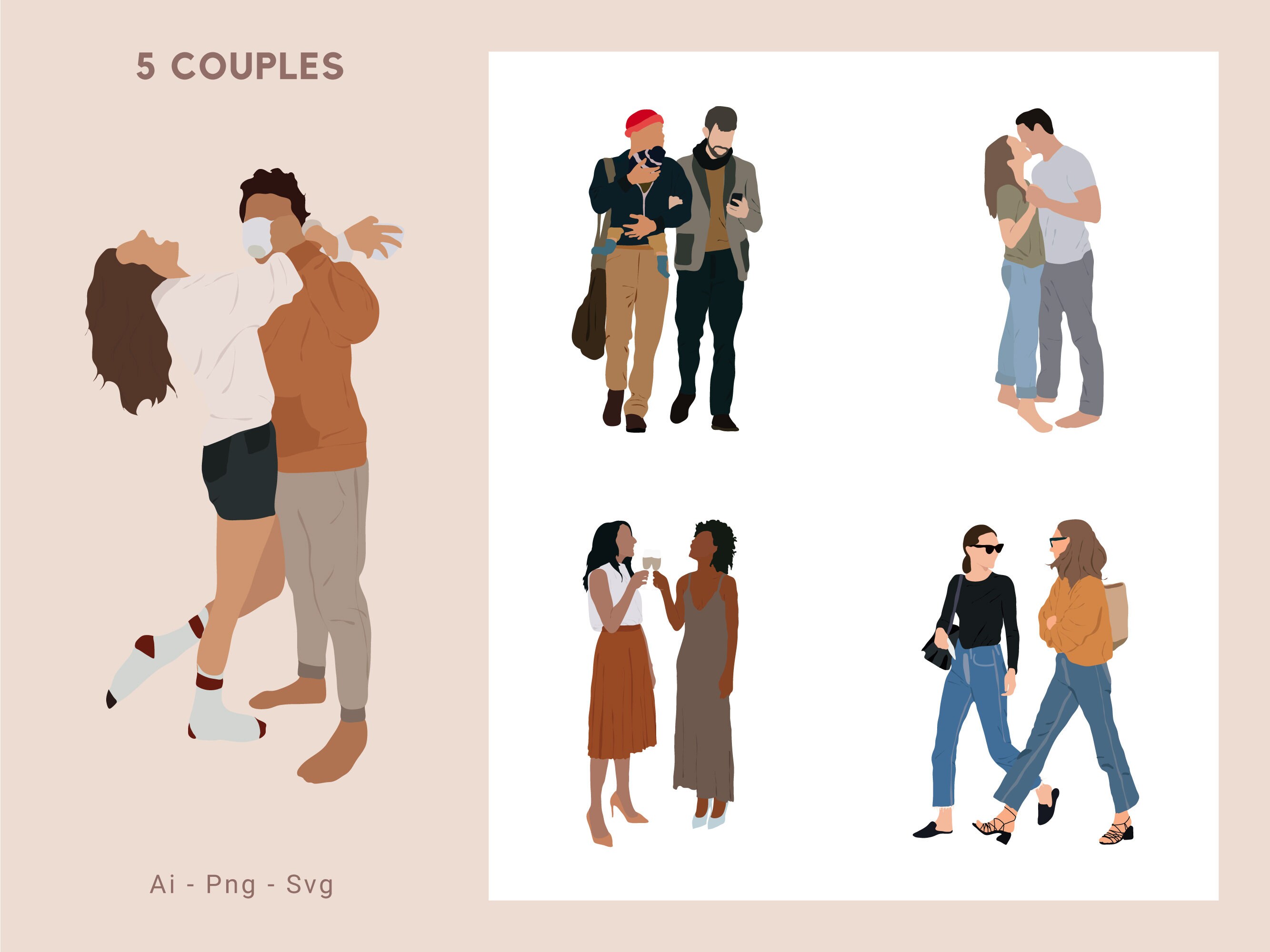 45 VECTOR PACK Flat Vector Cutout People Ai Png Svg - Etsy