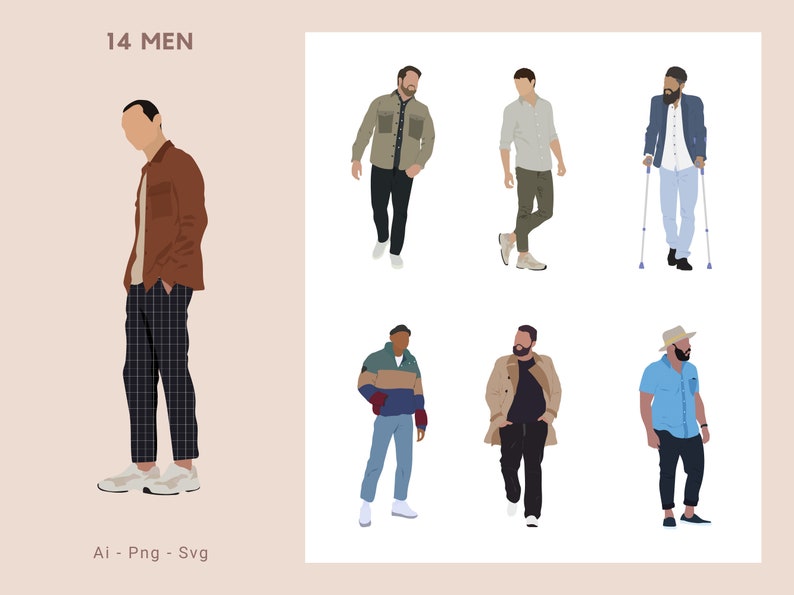45 VECTOR PACK Flat Vector Cutout People Ai Png Svg - Etsy