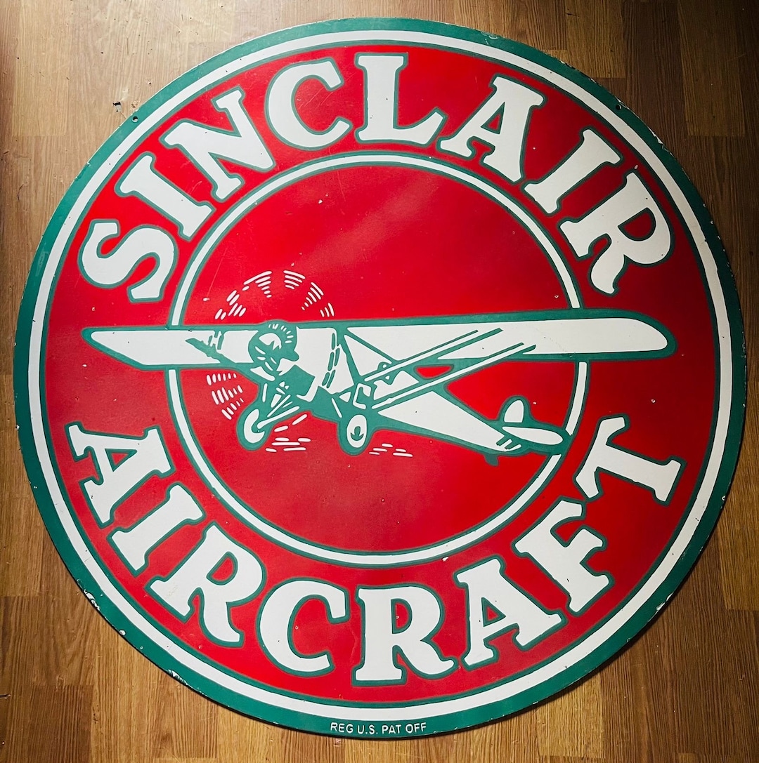 Double Sided Sinclair Aircraft Antique Vintage Porcelain Advertising ...
