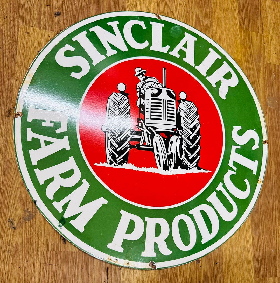Vintage Porcelain Enamel Sinclair Farm Products 30 Inch Single Sided ...
