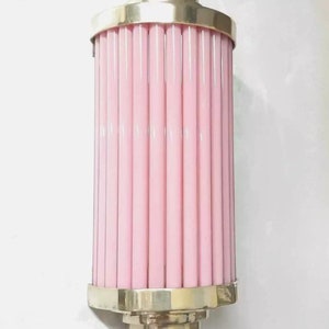 Antique Vintage Old Art Deco Brass & Pink Glass Rod Ship Light Wall ...