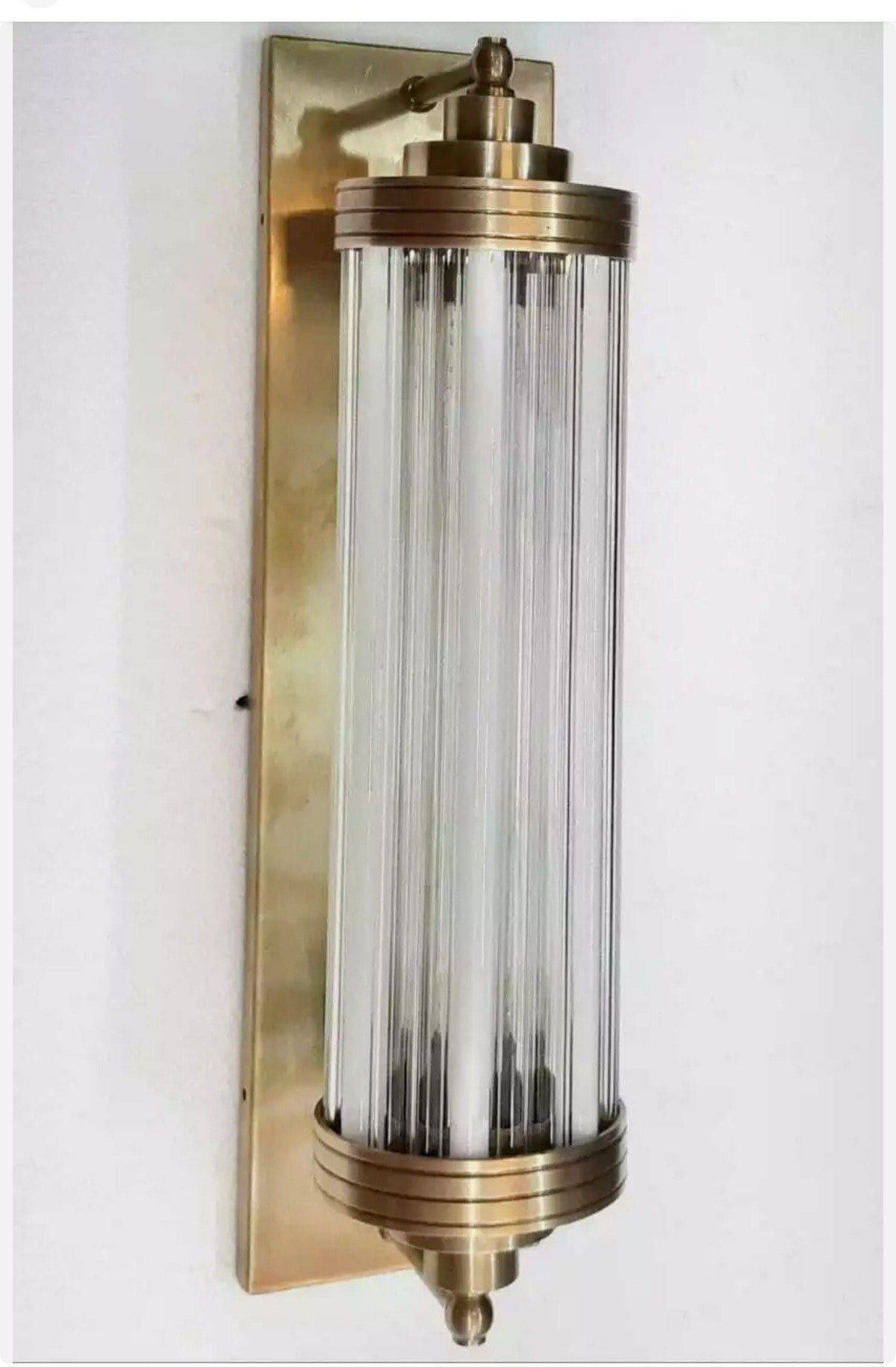 Antique Old Vintage Art Deco Brass & Glass Rod Light Fixture - Etsy