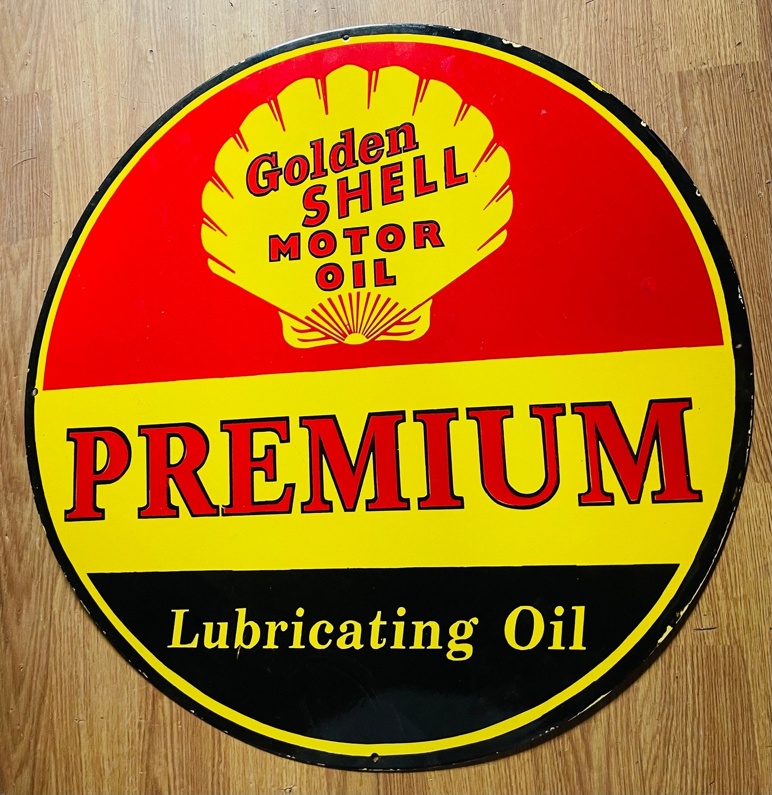 Golden Shell Premium Lubricating Oil Advertising Antique Vintage ...